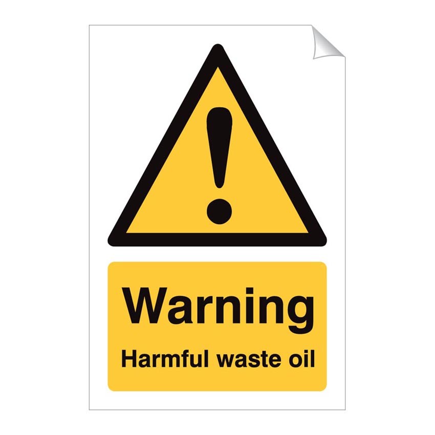 Warning Harmful Waste Oil 240 x 360mm Sticker